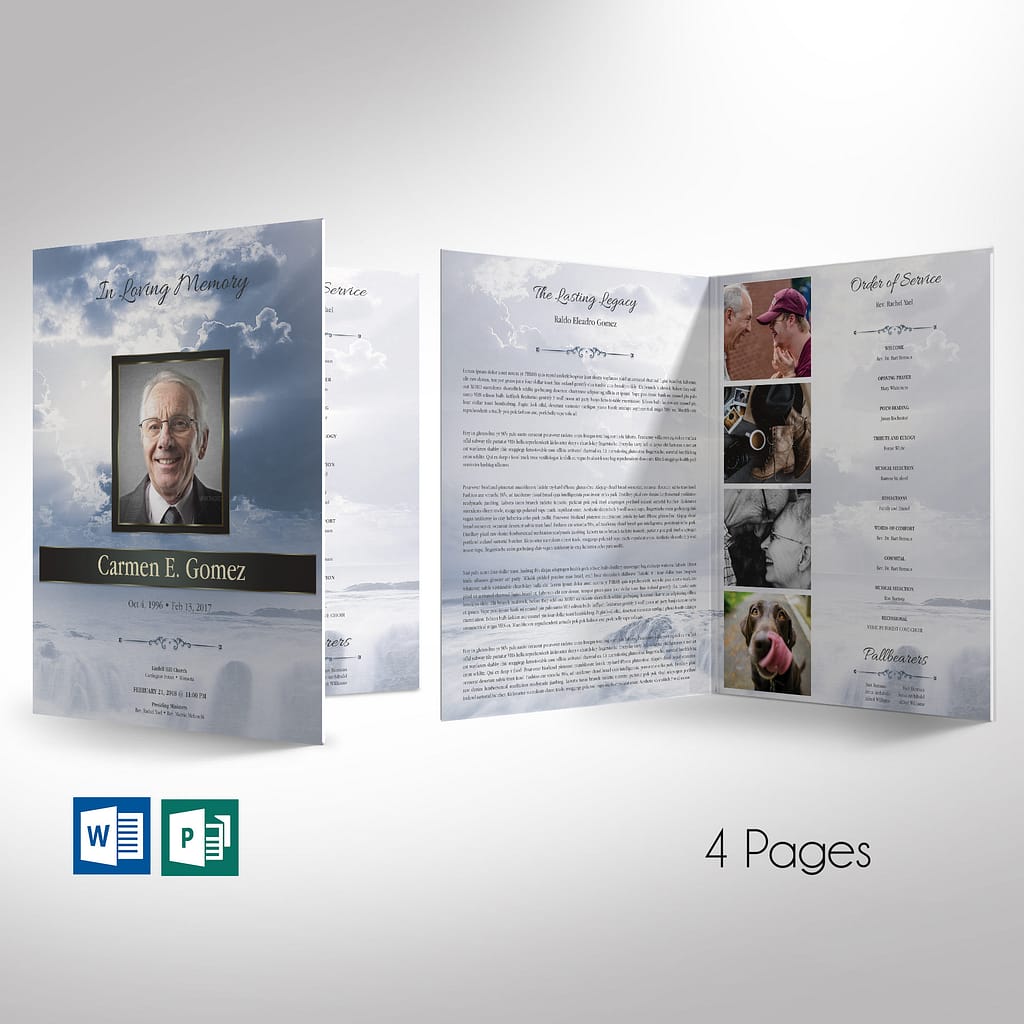 Blue and Gold Funeral Programs for Men - GraphicMule