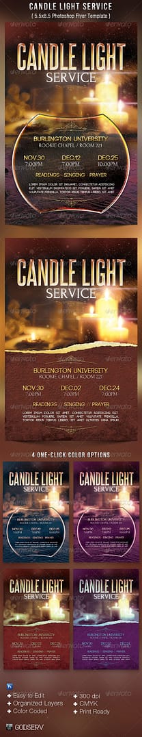 Candle Light Service Flyer Templates - GraphicMule