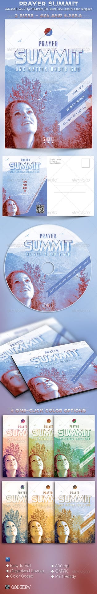 Prayer Summit Flyer, Postcard and CD Template - GraphicMule