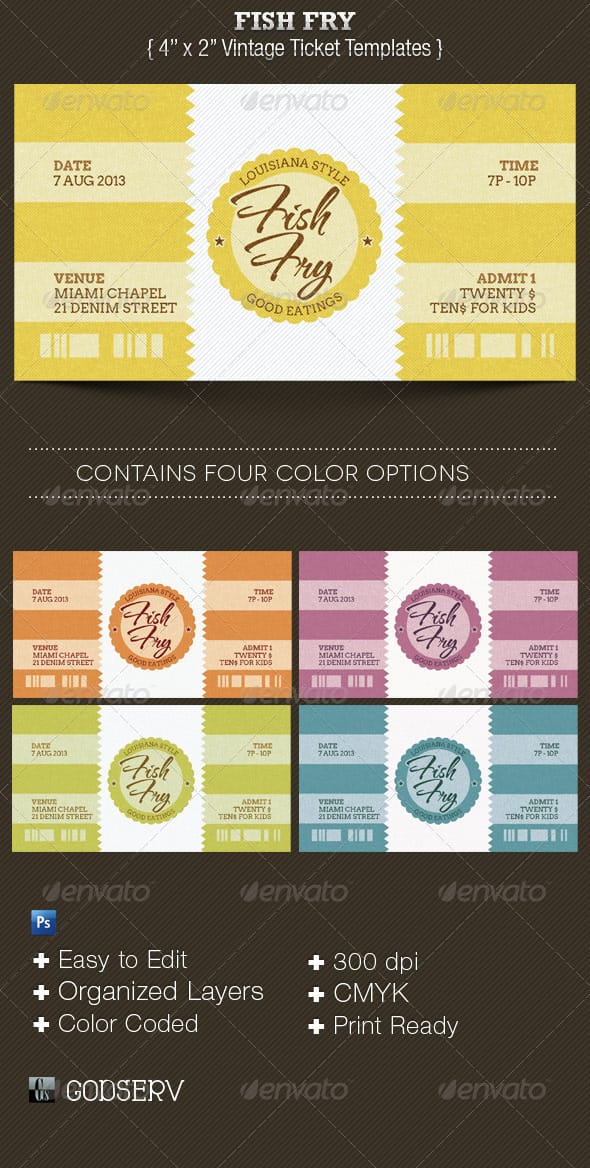 Fish Fry Ticket Template - GraphicMule